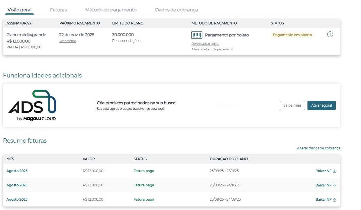 Como verificar dados de faturamento e plano atual – SmartHint